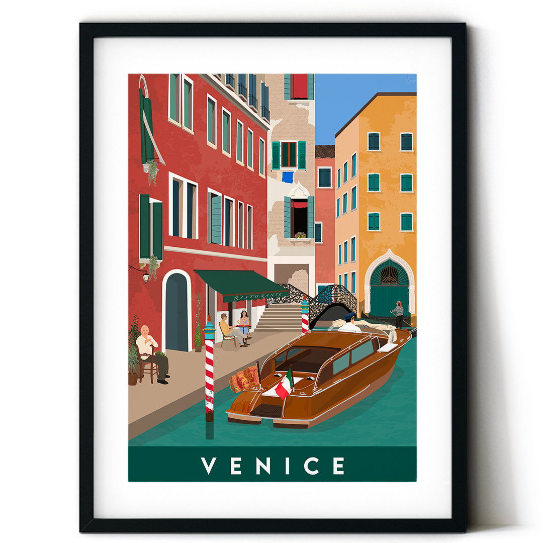 Limited edition Travel print of Venice, Italy – Travel art by SAX Doodle