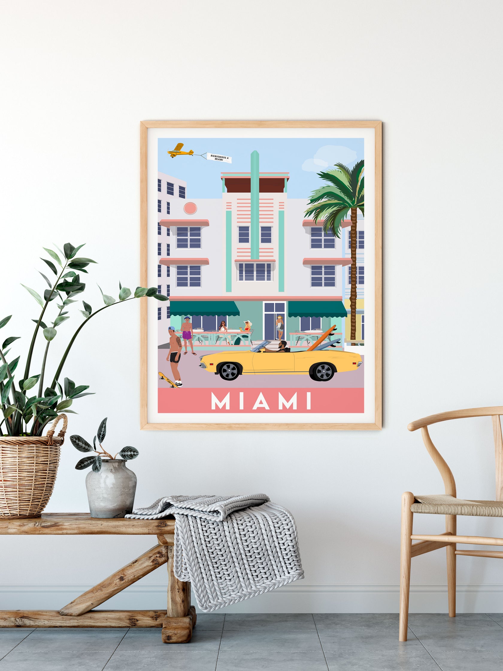 Travel Poster of Miami Beach, USA – Travel art by SAX Doodle
