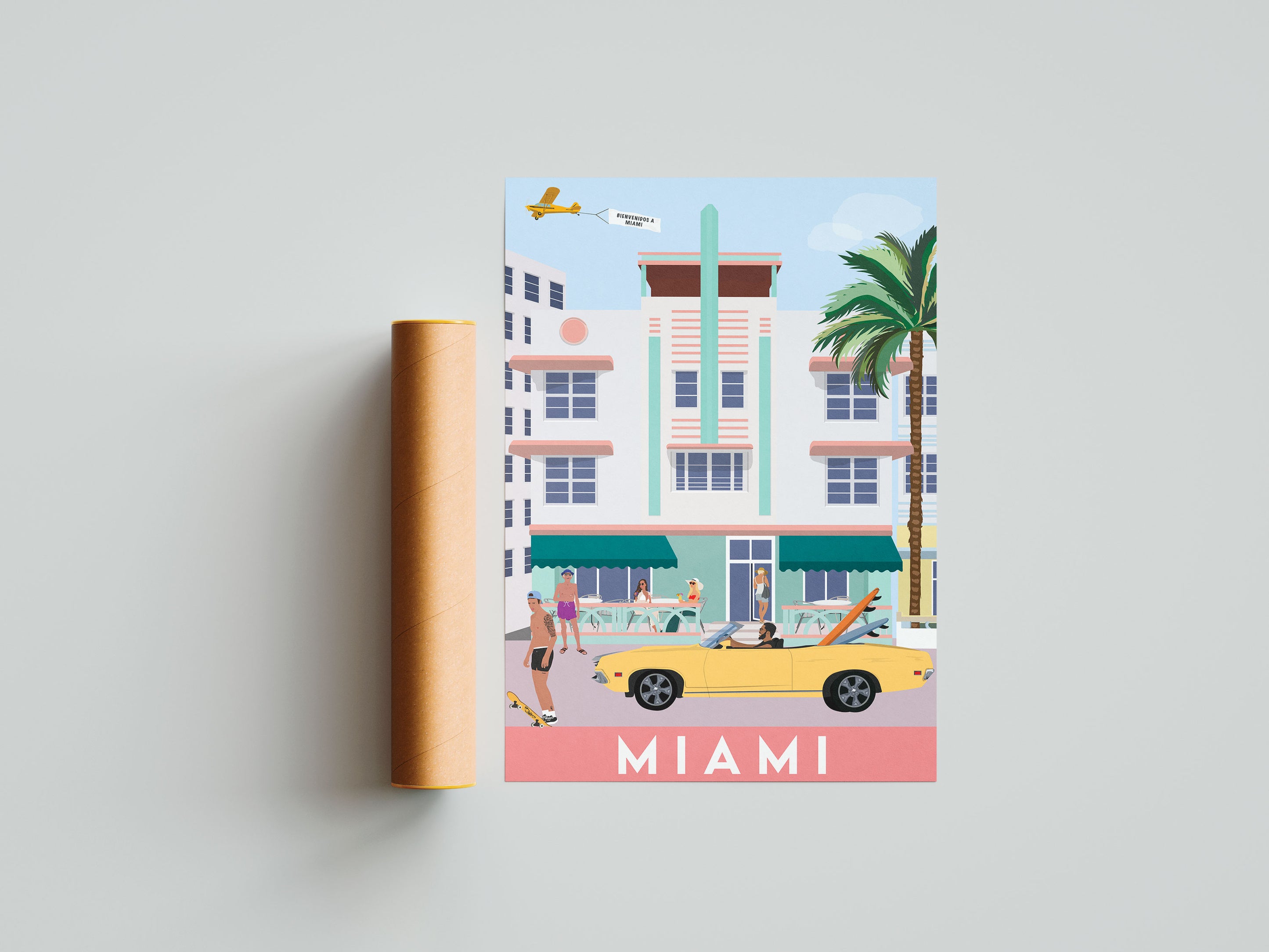 Travel Poster of Miami Beach, USA – Travel art by SAX Doodle